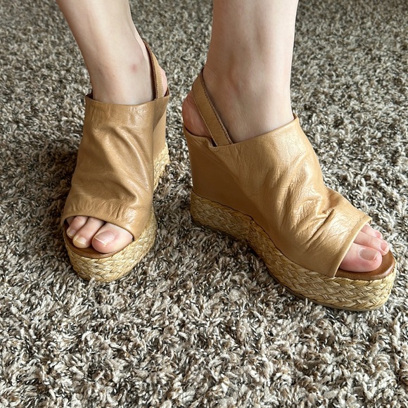 oker | Shoes | Nwt Oker Wedge Genuine Leather High Heels Shoes Sandals ...